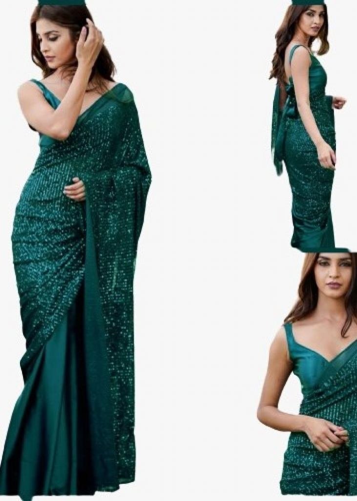 BUY RAMA COLOUR FANCY SEQUENCE WORK SAREE AT WHOLESALE RATE FROM FAB FUNDA