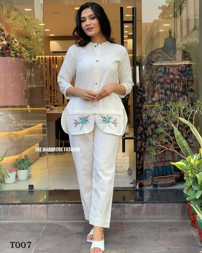 Beautiful Cotton Fabric Designer CordSet Highlighted With Embroidered