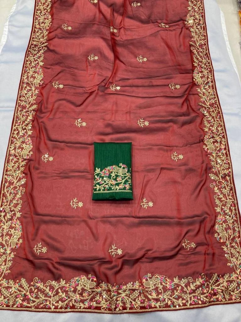 Beautiful Rangoli Silk Red Color Saree