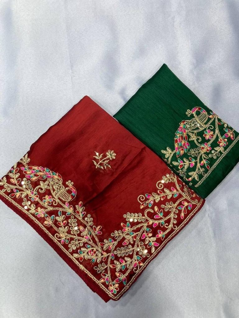 Beautiful Rangoli Silk Red Color Saree