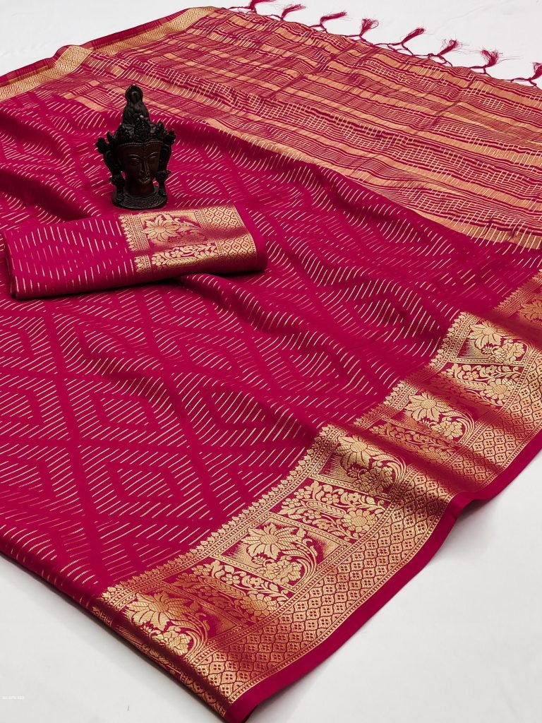 Designer Red Rich Pallu Pure Crape Georgette Saree