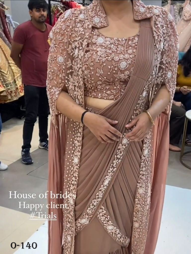 Fox Georgette Coffee Color Lehenga Saree