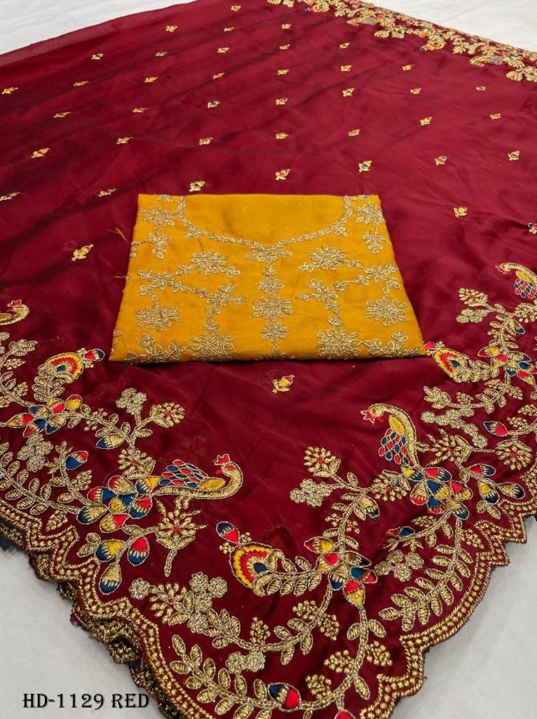 Heavy Rangoli Silk Red Saree