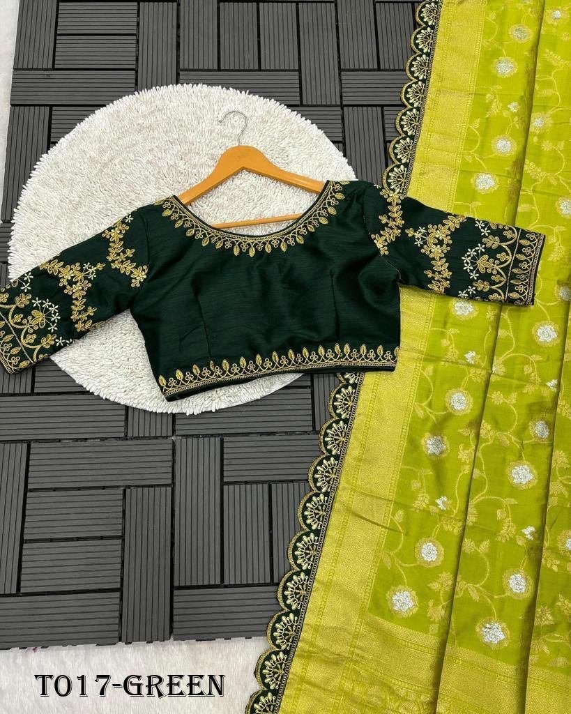 Party wear Embroidery Work Saree With Golden Border